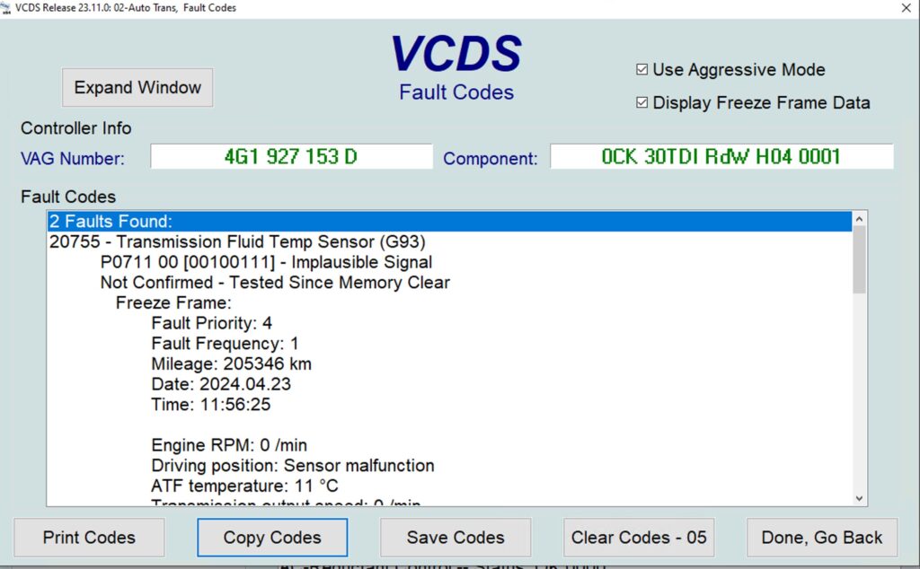 Audi 0CK/0CJ P0711 - ATR Remote